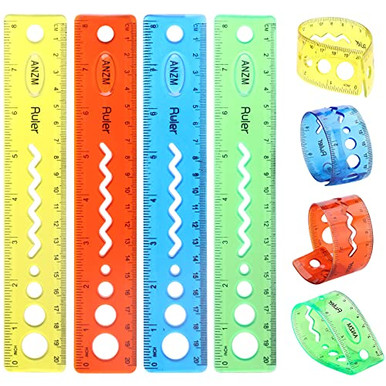 20CM/8inch Rulers Unbreakable Rainbow Dual Scale Bendable Flexible ...