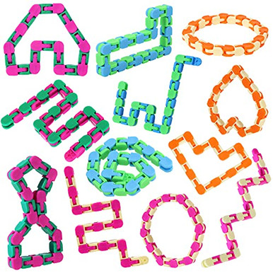 Woosir 12Pcs Wacky Tracks Fidget Toys for Kids 24 Links Snake Puzzles ...