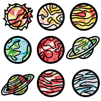 CINPIUK Space Suncatcher Crafts Kit 9 Set Outer Space Stained Glass ...
