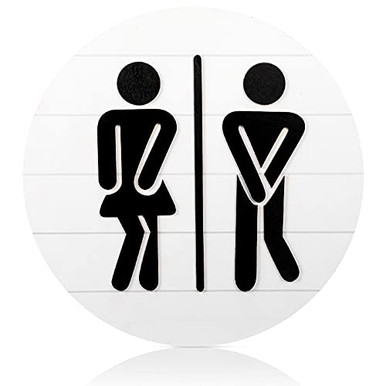 Wooden Restroom Sign 11.8 Inch Unisex Rustic Restroom Wall Art with 2 ...