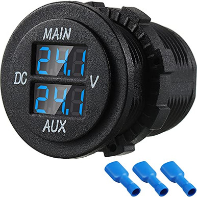 LED Digital Double Voltmeter Round Panel Voltage Monitor for Car Pickup ...