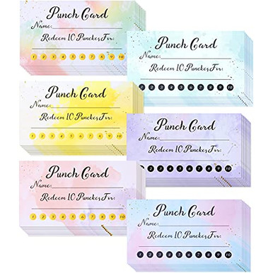 240 Pieces Watercolor Reward Punch Cards Customer Loyalty Cards ...