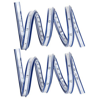 LANIAKEA 24 Inch Ruler 2 PCS Flexible Curve Ruler 60cm Curved Rulers ...