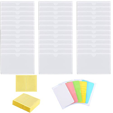 Lunpliran Self-Adhesive Business Card Pocket Index Card Protectors 2 ...