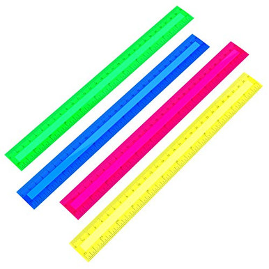 4 Packs Plastic Straight Rulers Plastic Rule Measuring Tool for School ...