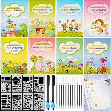 8 Pieces Magic Practice Copybook Reusable Calligraphy Tracing ...