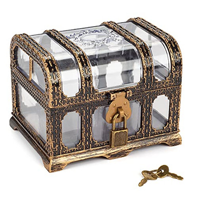 Plastic Transparent Antique Pirate Treasure Box with Lock and Key ...