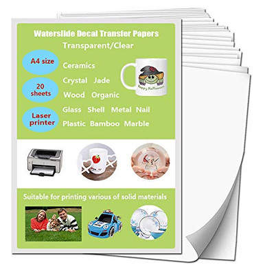 Waterslide Decal Paper Laser Clear 20 Sheets Premium Personalized Water ...