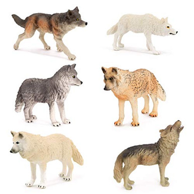 Mini Wild Animals Toy Realistic Wild Wolf Toy Animal Figurine Set Toys6 ...