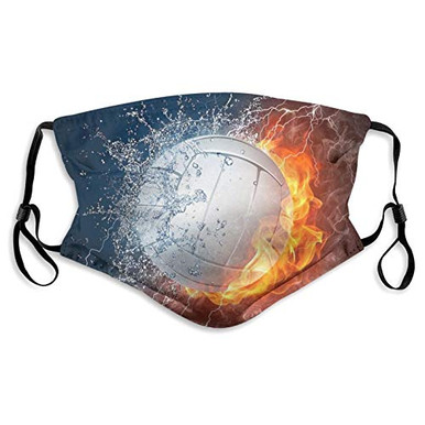 Ice and Fire Volleyball Face Mask with Filter Pocket and Nose Wire for ...