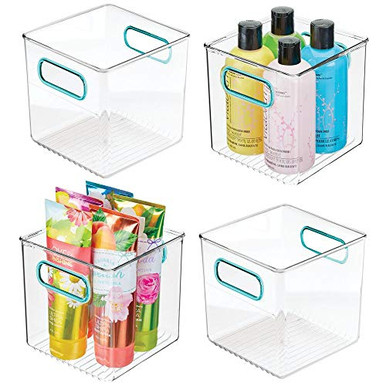 mDesign Plastic Storage Organizer Container Cube Bin Holders with ...
