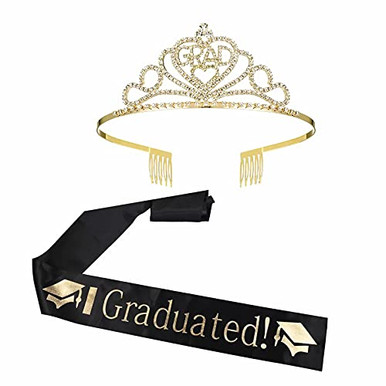 2021 Graduation Party Supplies Kits Gold Crystal Crown and Black ...