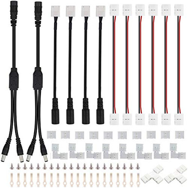 QIJIE LED Strip Connector 2Pin 8mm LED Connector Kit Include Solderless ...