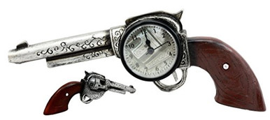 Ebros Wild Wild West Six Shooter Revolver Gun Decorative Table Clock ...