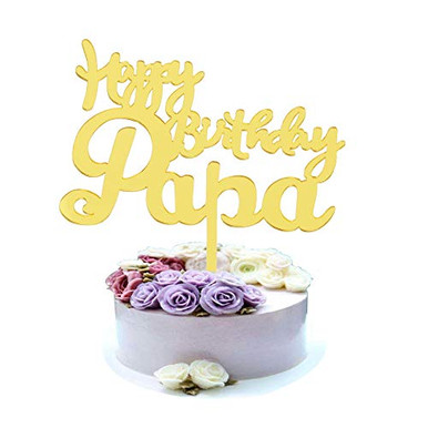 Gold Happy Birthday Papa Cake Topper Glitter Acrylic Cake Topper ...