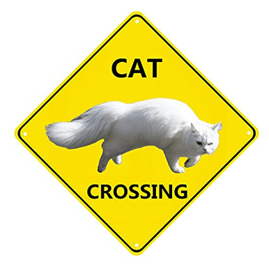 Harooni Cat Crossing Sign - Cat Crossing Sign Reflective Metal 12"x12 ...