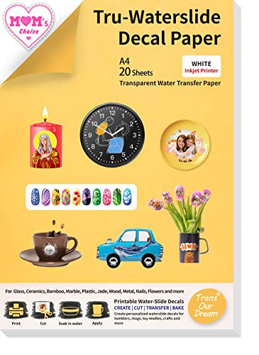 TransOurDream Water Slide Decal Paper Inkjet WHITE -20 Sheets A4 Size ...