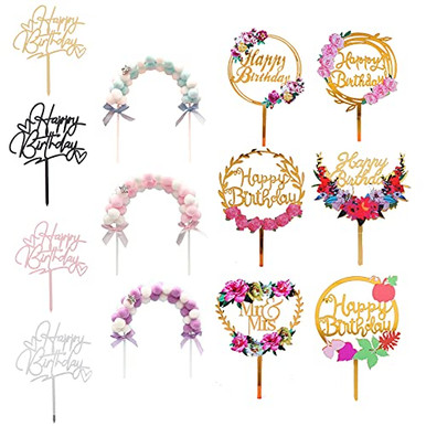 13 Pack Happy Birthday Cake Topper Multicolour Acrylic Cupcake Topper ...