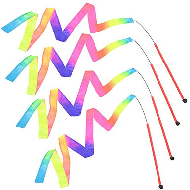 ArtCreativity Rainbow Ribbon Wands Set of 4 Twirling Ribbons for ...