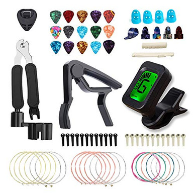 Guitar Accessories Kit with Guitar TunerGuitar Capo3-in-1 Restring ...