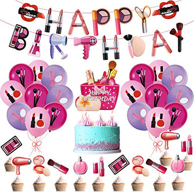 44 Pieces Makeup Birthday Party Decorations Makeup Theme Party Supplies ...