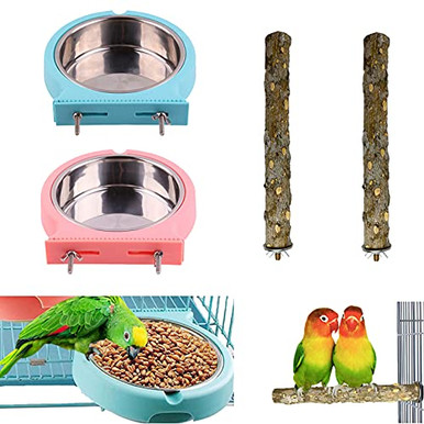 kathson Bird Parrots Feeding Bowl Cage Feeder Removable Stainless Steel ...