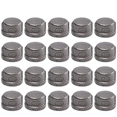 1/2" Pipe Fitting Cap Home TZH 20 Pack 1/2" Grey Malleable Iron Cast ...