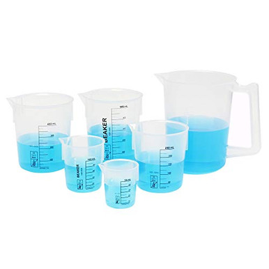 ULAB Scientific stackable graduated Plastic beaker set 6 sizes 50ml 100ml 250ml 400ml 500ml ...