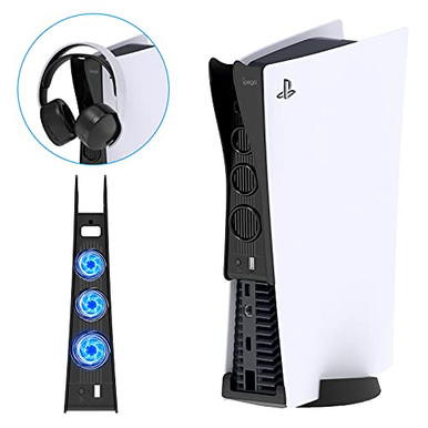 2-in-1 PS5 Cooling Fan with Headset Holder for Playstation 5 Disc and ...