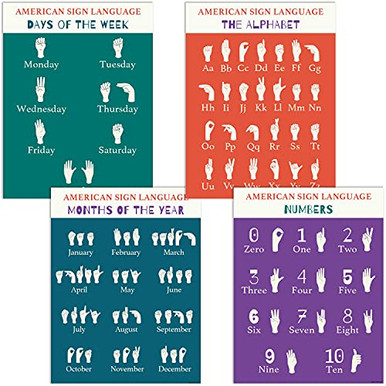 4 American Sign Language Posters ASL Posters Include Days Months ...