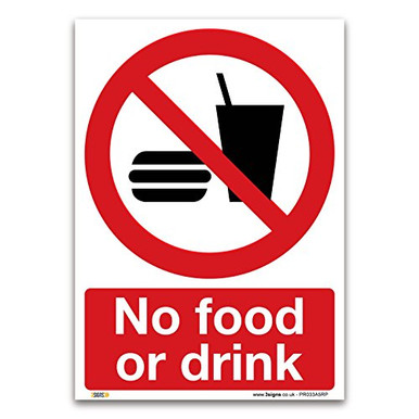No Food or Drink Sign - A5 1mm Rigid Plastic Sign - Prohibition Safety ...