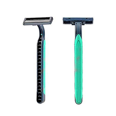 Disposable razor twin blade razor green plastic handle carbon steel ...