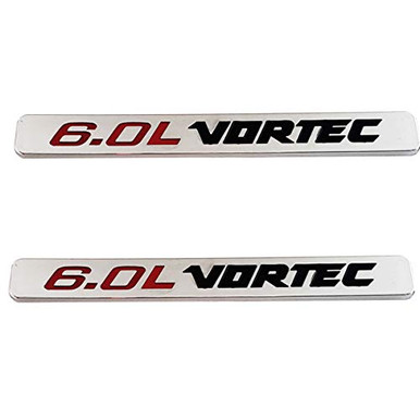 2x 6.0L Vortec Badges Emblems 3D Hood Engine Logo Nameplate Fits for ...