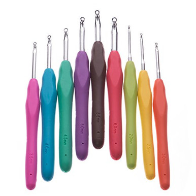 Crochet Hook Set - Ergonomic Crochet Hook Set - Soft Rubber Handles ...
