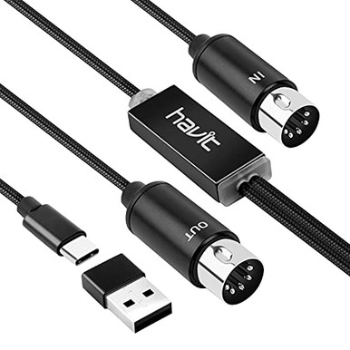 MIDI Cable Havit MIDI to USB/USB C Interface Converter 5 Pin MIDI in ...
