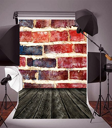 Leyiyi Photography Background 3X5ft Vinyl Brick Wall Wood Floor Photo ...