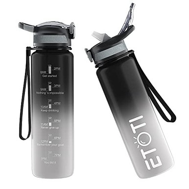 ETOTI Water Bottle with Straw 32oz Sports Water Bottle Motivational ...