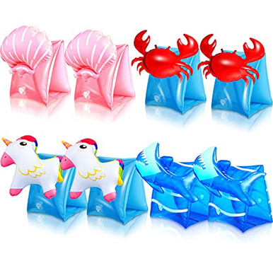 8 Pieces Inflatable Swim Armbands for Kids Cartoon Swimming Armband ...