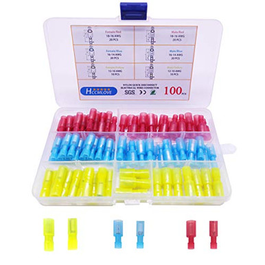 100 PCS Nylon Fully Insulated Male and Female Bullet Connectors Quick ...