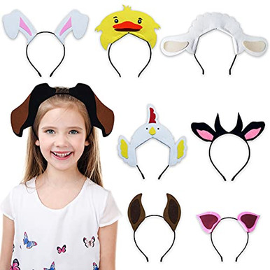 Farm Animal Ear Headbands 8 Pcs Farm Animals Birthday Party Supplies ...