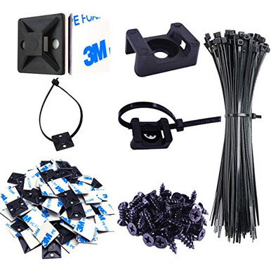100 PCS-50 3/4"Paste Type50 Saddle Type- Black Adhesive Cable Zip Tie ...
