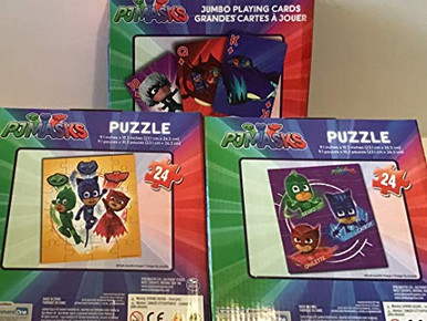 PJ Masks Combo Set - 2 Puzzles and 1 Deck of Jumbo Playing Cards ...