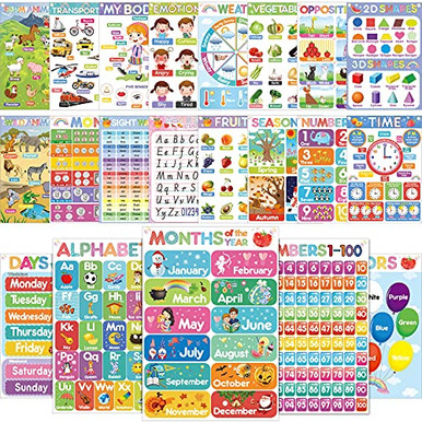 21 Pieces Educational Preschool Poster Toddler Learning Posters Home ...