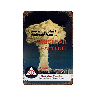 Metal Tin Sign Civil Defense Nuclear Fallout Vintage Reproduction Metal ...