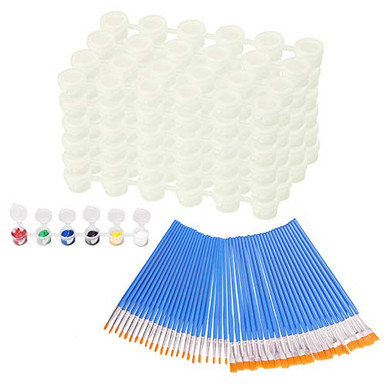 20 Strips 120 Pots Empty Paint Pots Strips with Lid Mini Clear Storage ...