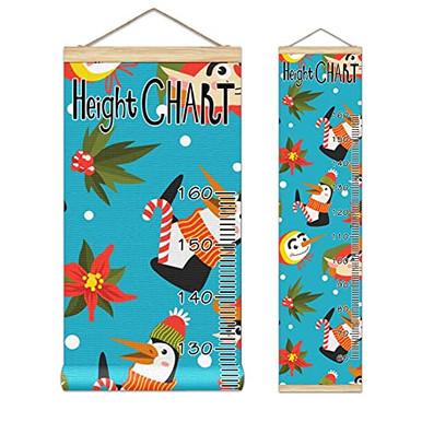 Baby Growth Chart Hanging Ruler Wall Decor for Kids Wood Frame Fabric ...
