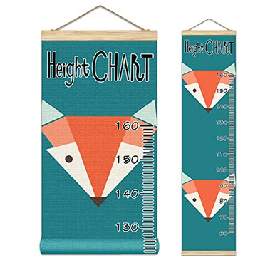Baby Growth Chart Hanging Ruler Wall Decor for Kids Wood Frame Fabric ...