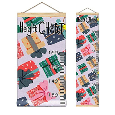 Baby Growth Chart Hanging Ruler Wall Decor for Kids Wood Frame Fabric ...