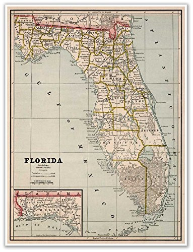 Antiguos Maps - Florida MAP by George Cram Circa 1882 - Measures 18 in ...