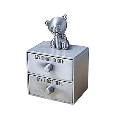 MIXDOM Pewter Tooth Box for Baby First Tooth and Curl Keepsake Box Kids ...